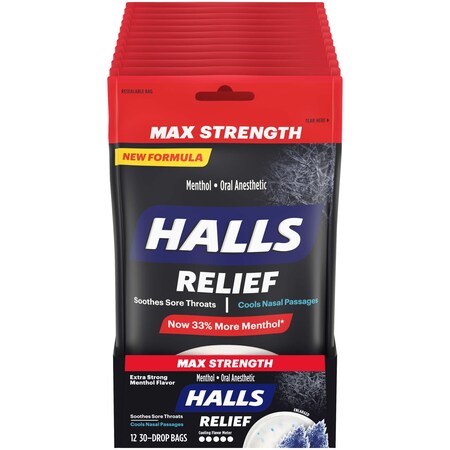 Halls Halls Extra Strong Menthol Lyptus Cough Drops 30 Count, PK48 00093 | Zoro